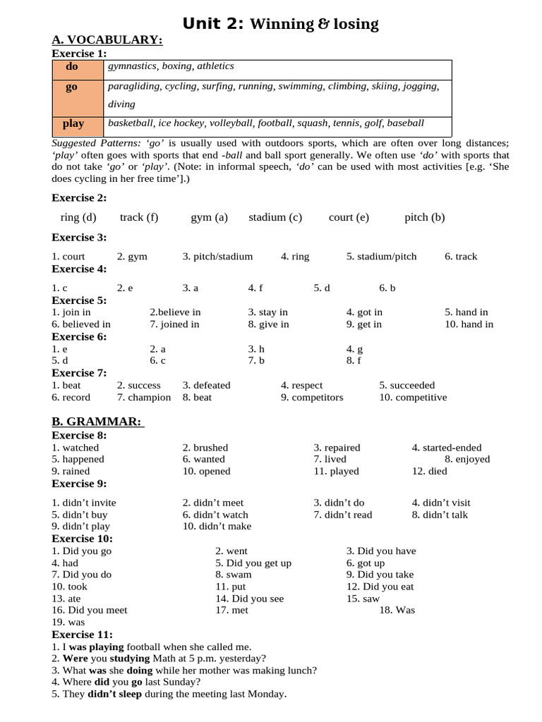 U2 - Supplementary Materials For COMPACT PET - KEY | PDF | Sports