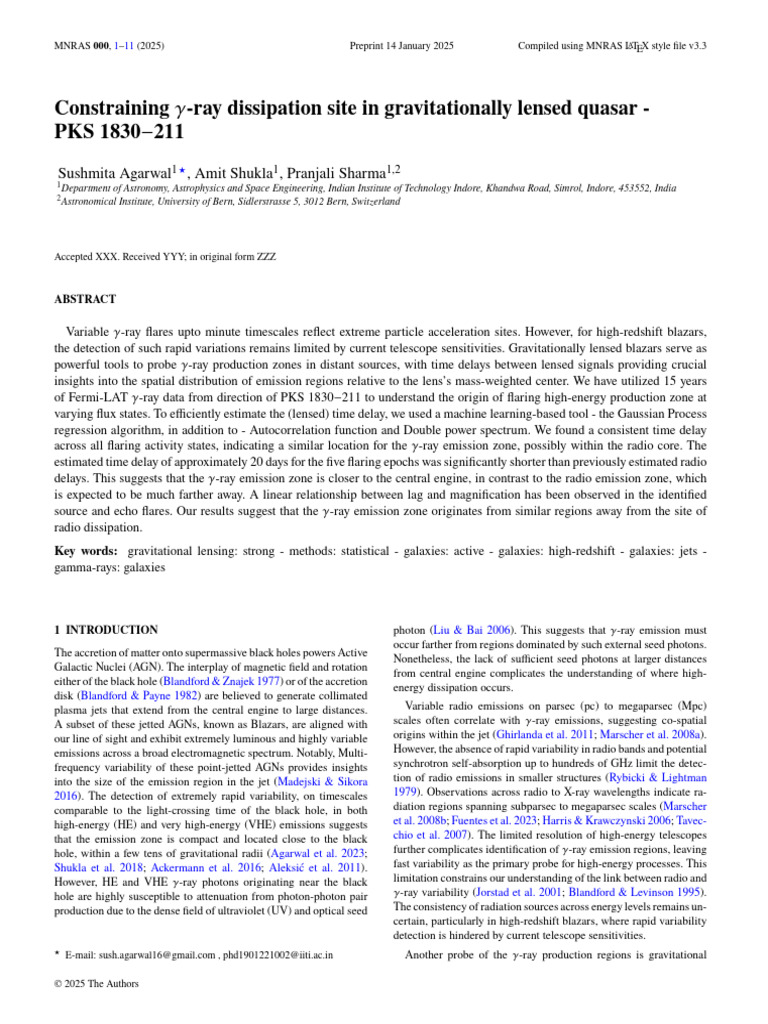 Constraining γ-ray dissipation site in gravitationally lensed quasar ...