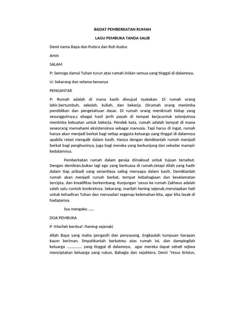 Ibadat Pemberkatan Rumah Katolik | PDF