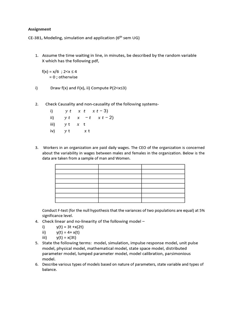 Modeling and Simulation Assignment Guide | PDF