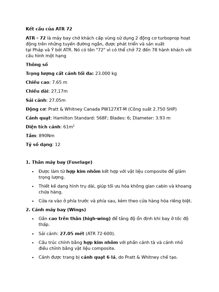 kết cấu atr 72 | PDF