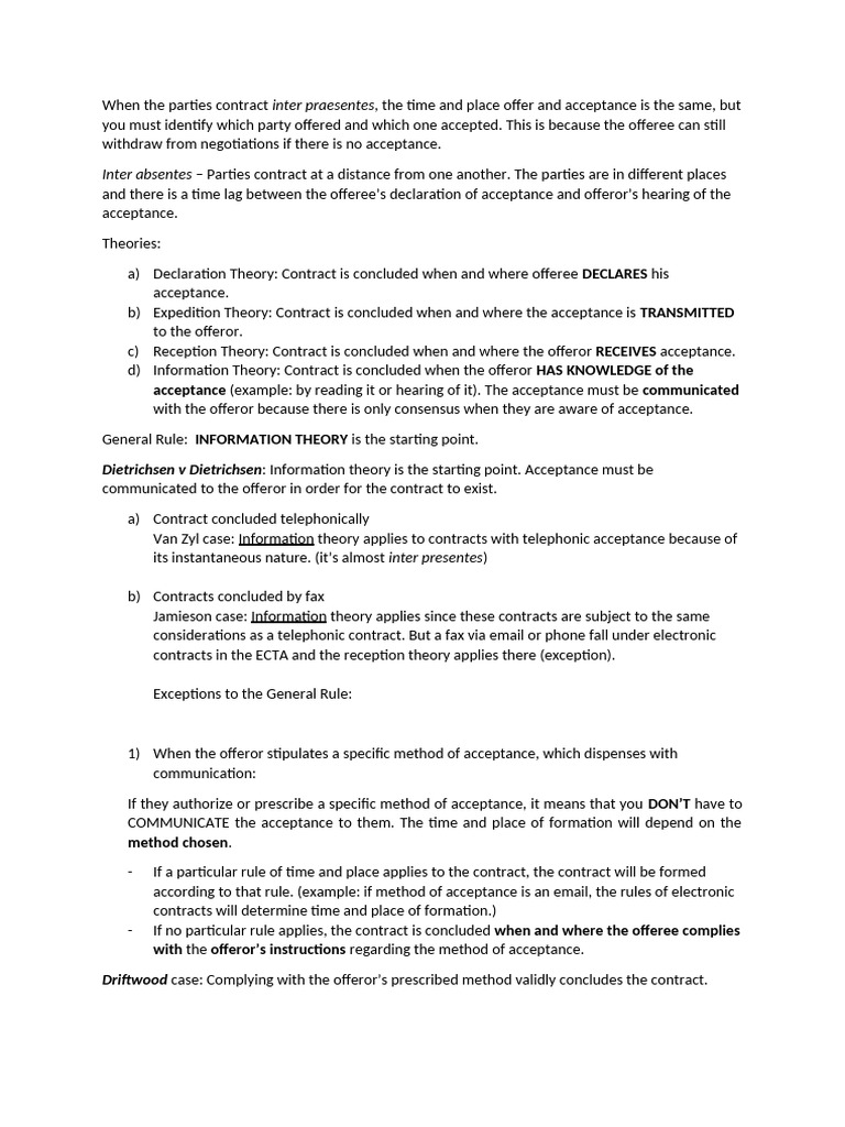 Contract Formation Theories Explained | PDF | Offer And Acceptance | Mail