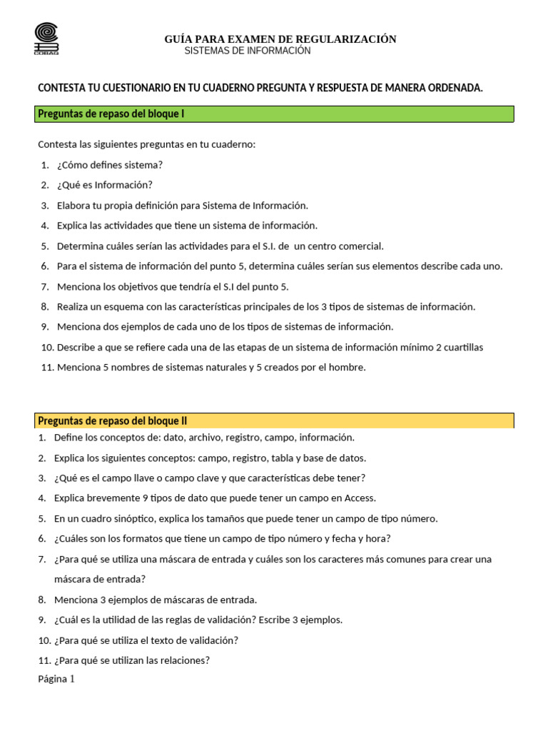 GUIA PARA EXAMEN FINAL DE SISTEMAS DE INFORMACION | PDF | SQL | Gestión de datos
