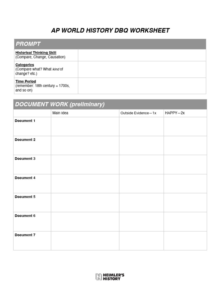 AP World History DBQ Worksheet Guide | PDF