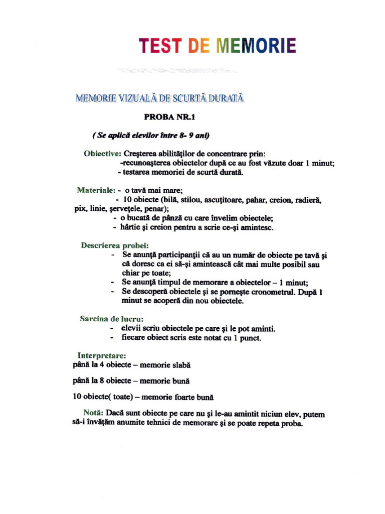 Test Memorie Proba16 1 | PDF