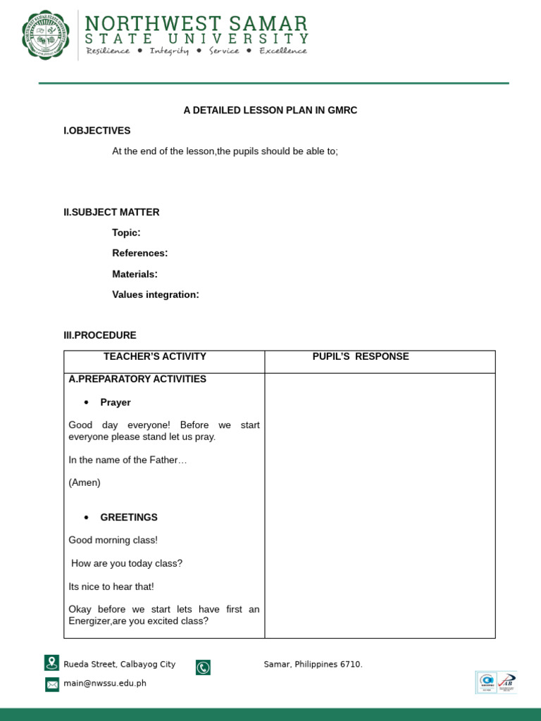 Gmrc Lesson Plan Overview Pdf