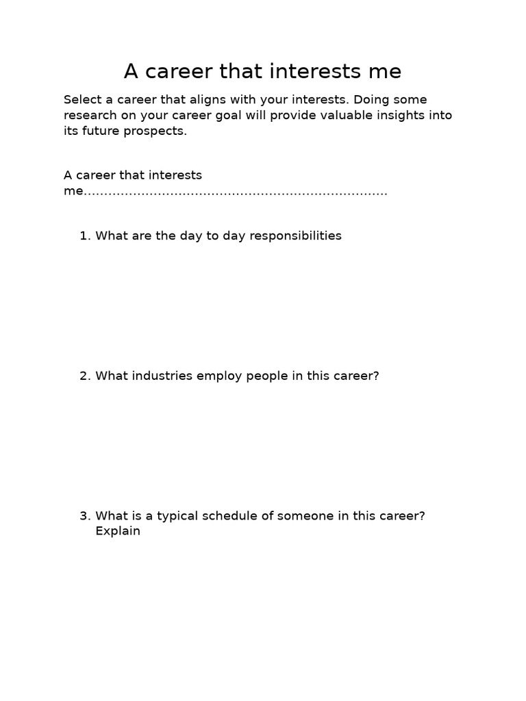 A Career That Interests Me - XIth | PDF