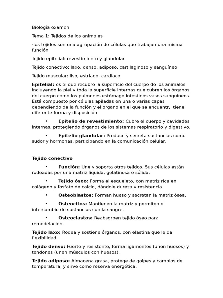 Tejidos y sistemas en biología animal | PDF | Hueso | Sistema circulatorio