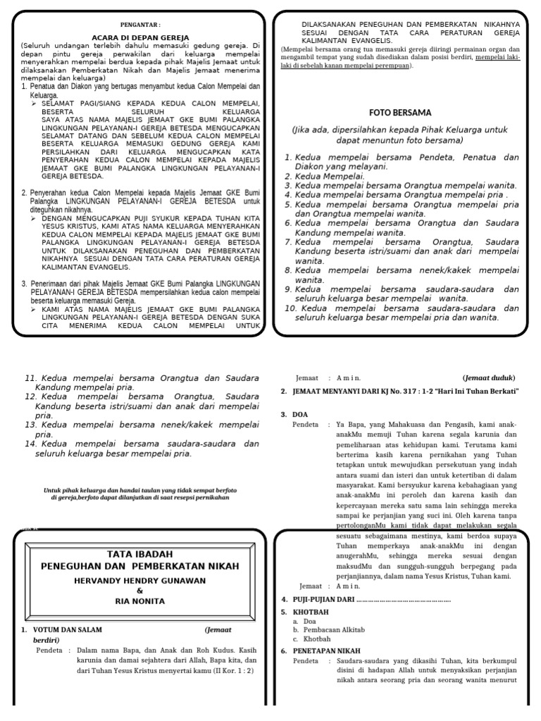 LITURGI BARU PENEGUHAN DAN PEMBERKATAN NIKAH 2025 An. HERVANDY DAN RIA ...