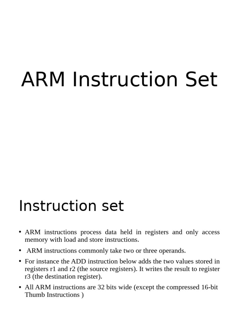 ARM Instruction Set | PDF | Computer Programming | Digital Electronics