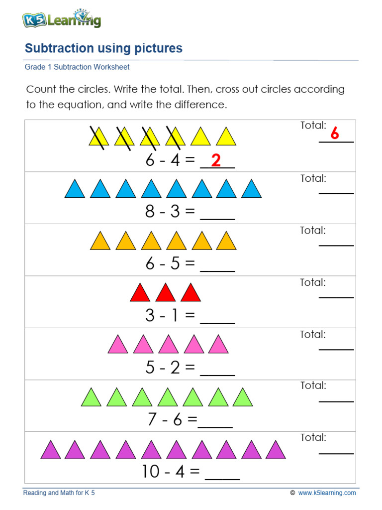 Grade 1 Subtraction Using Pictures 2 | PDF | Mathematics