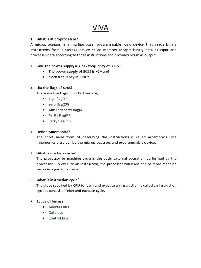 Microprocessor and Microcontroller Viva Question With Answer | PDF ...