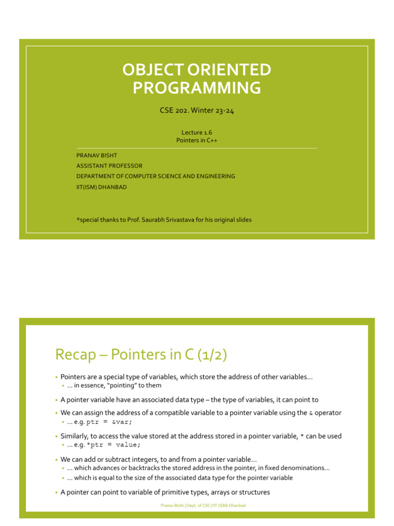 Lec 7 f6 Pointers in C++ | PDF | Pointer (Computer Programming) | Software Development