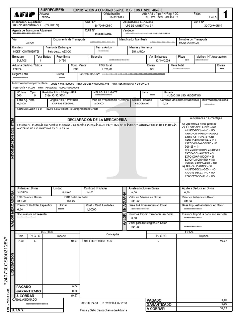 Plat-Mac SRL 24073ecsi002128v | PDF | aduana | Dinero