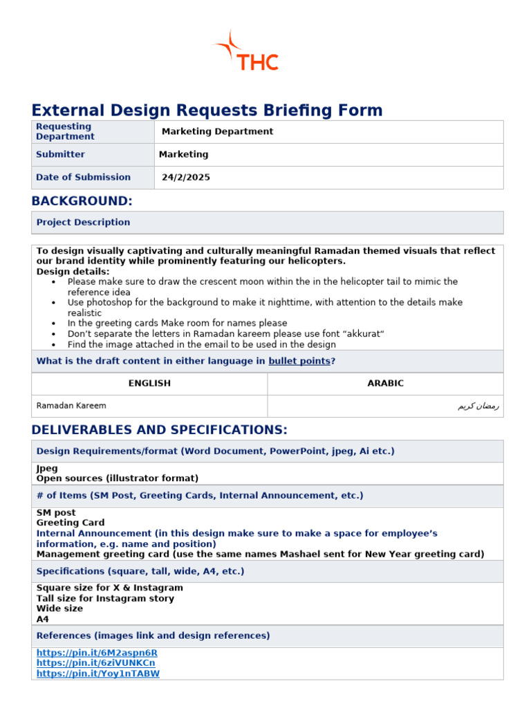 Briefing Form (Ramadan Celebration Post) | PDF