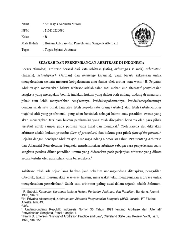 Siti Kayla Nadhilah Murod - 110110220090 - Tugas Sejarah Arbit B | PDF