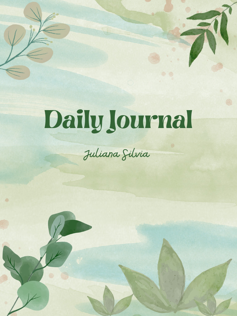 Green Watercolor Floral Daily Journal Cover A4 Document_20250328_221605 ...