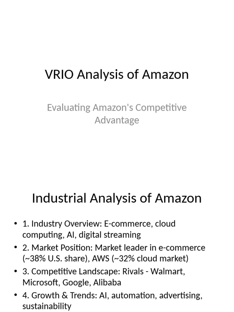 Team 14 Amazon VRIO Analysis | PDF | Cloud Computing | Artificial ...