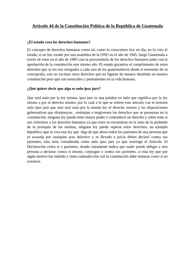 Artículo 44 de la Constitución de Guatemala | PDF