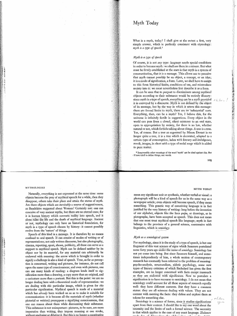Barthes, R. Myth Today | PDF | Semiotics | Concept