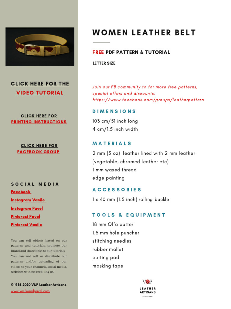 Free Leather Belt Pattern PDF | PDF
