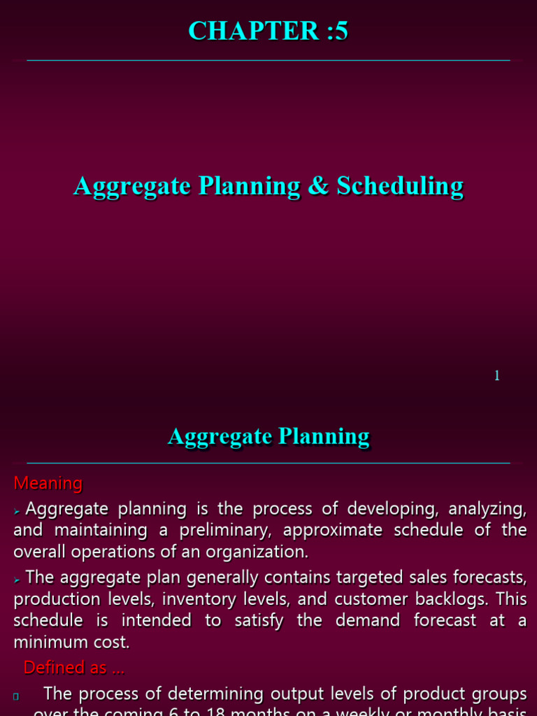 Chapter 5.aggregate Planning and Scheduling | PDF | Inventory ...
