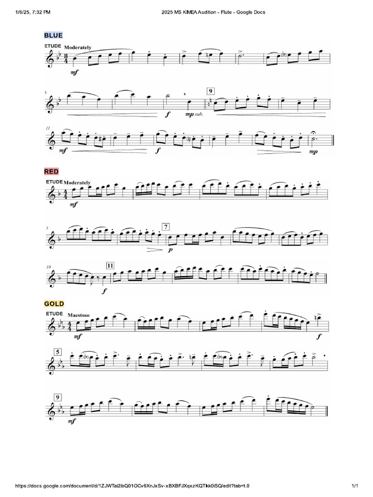 honor band flute 악보 | PDF