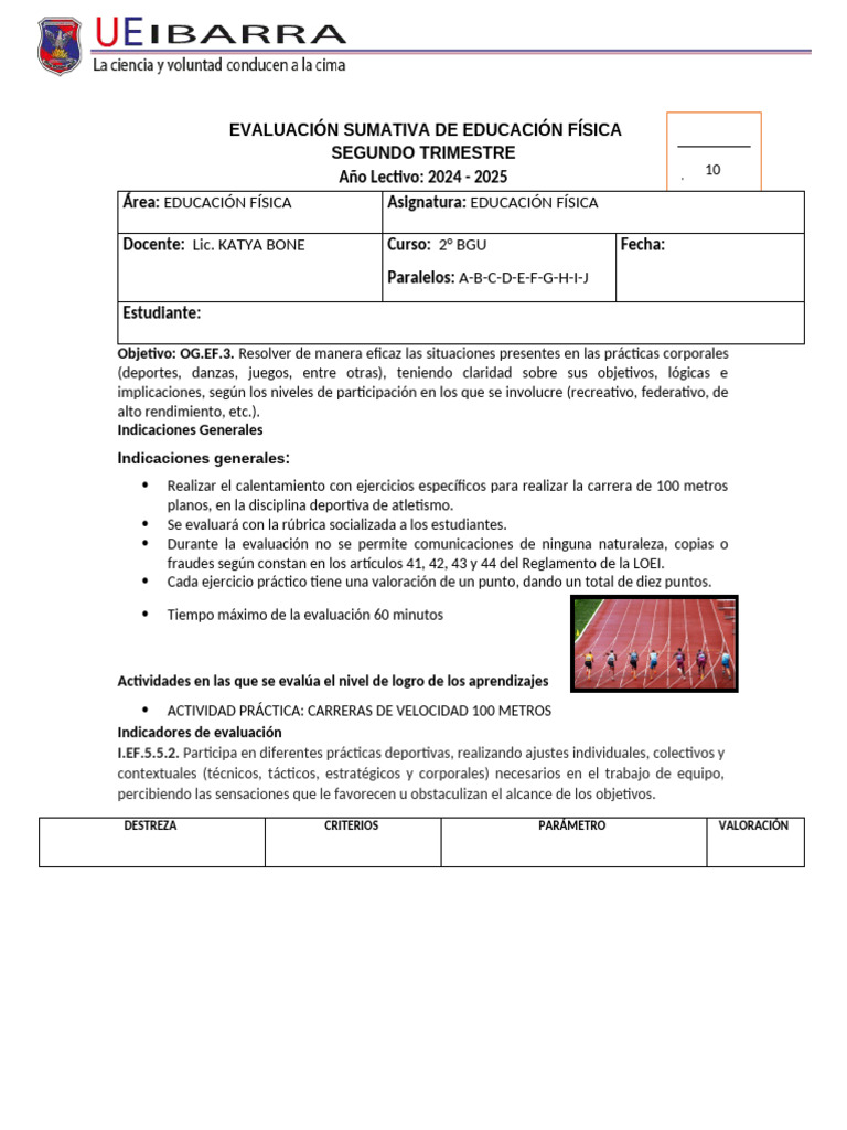 Examen de Ed. Fisica 2do Tri - Katya Bone | PDF