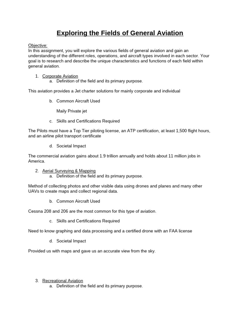 Exploring The Fields of General Aviation | PDF | Aviation | Unmanned Aerial Vehicle