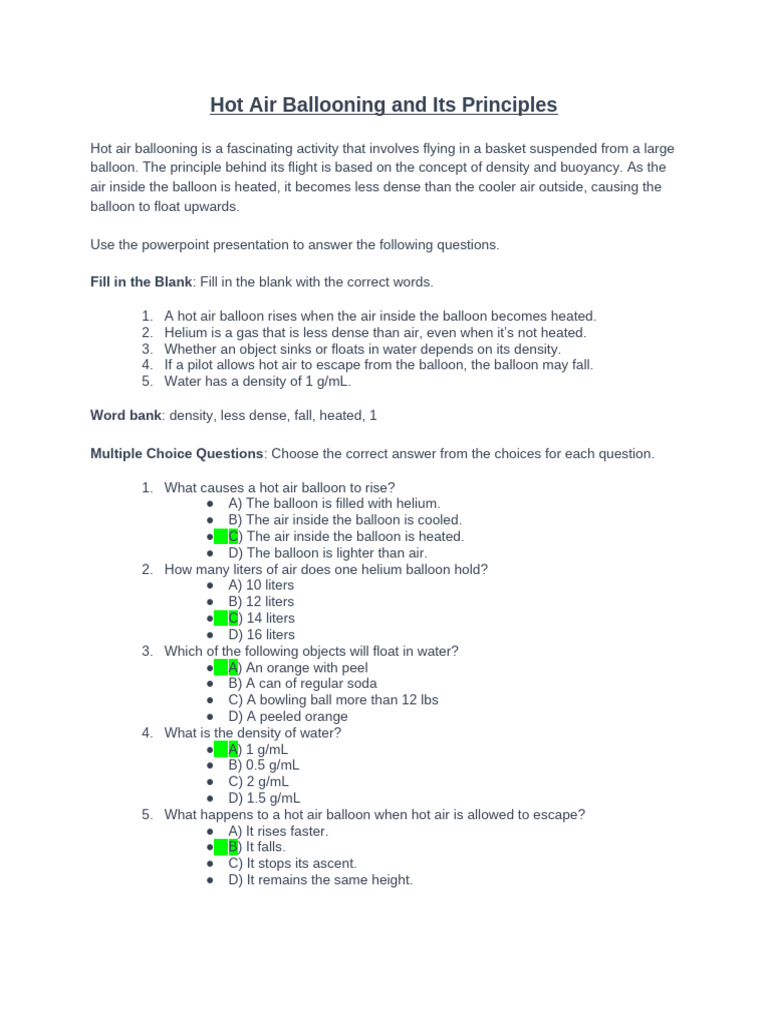 Principles of Hot Air Balloon Flight | PDF | Balloon (Aeronautics ...