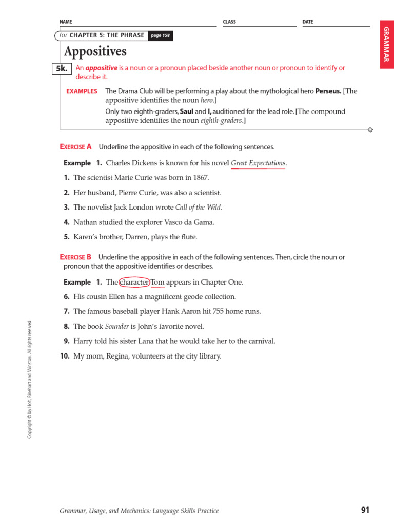 Understanding Appositives in Grammar | PDF | Chief Joseph