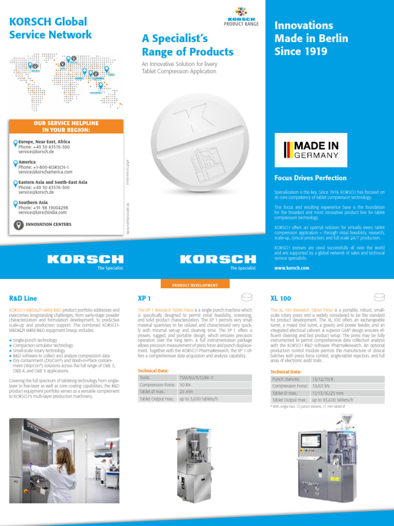 KORSCH XL 100 Tablet Press Overview | PDF | Tablet (Pharmacy ...