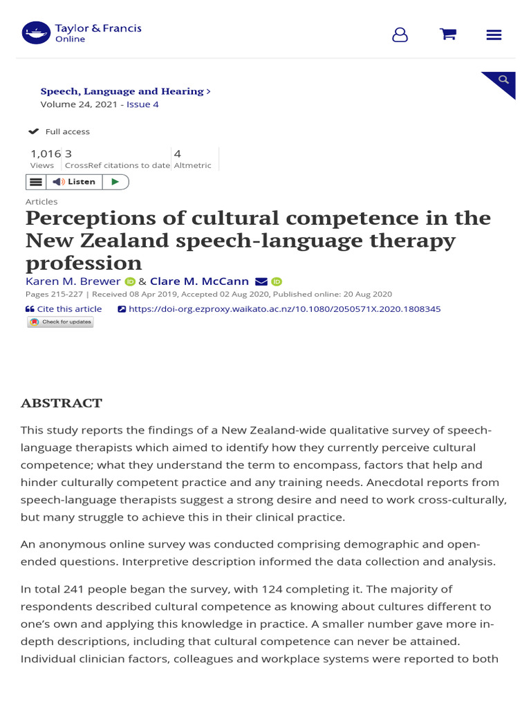 Cultural Competence in NZ Speech Therapy | PDF | Knowledge | Behavior