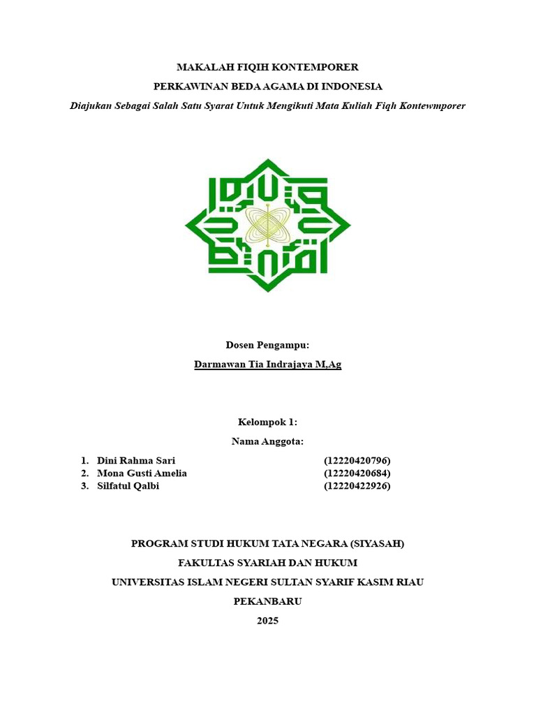 Makalah Fiqih Kontemporer Kelompok 1 | PDF