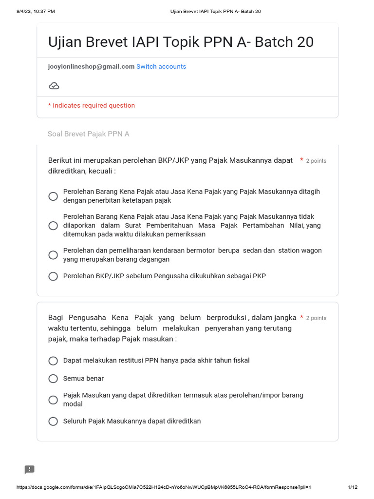 Ujian Brevet IAPI Topik PPN A - Batch 20 (Halaman 2) | PDF