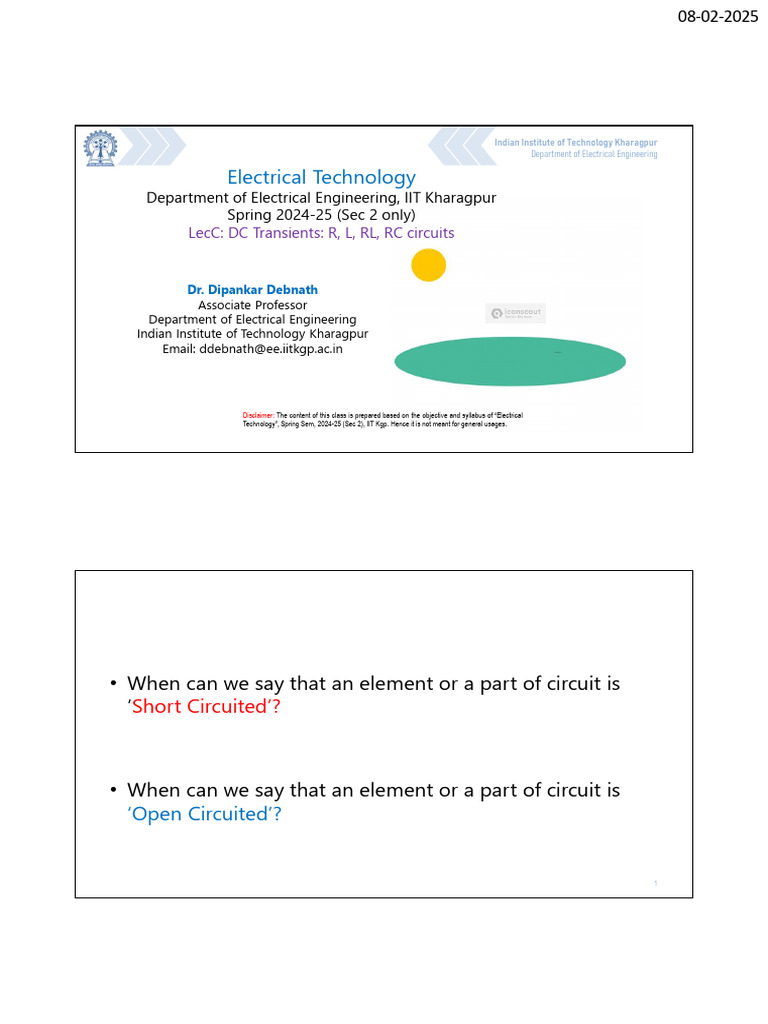 DC Transients in RL and RC Circuits | PDF | Capacitor | Electrical Network