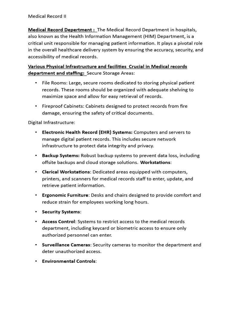 Medical Record Depertment 01 | PDF | Medical Record | Patient