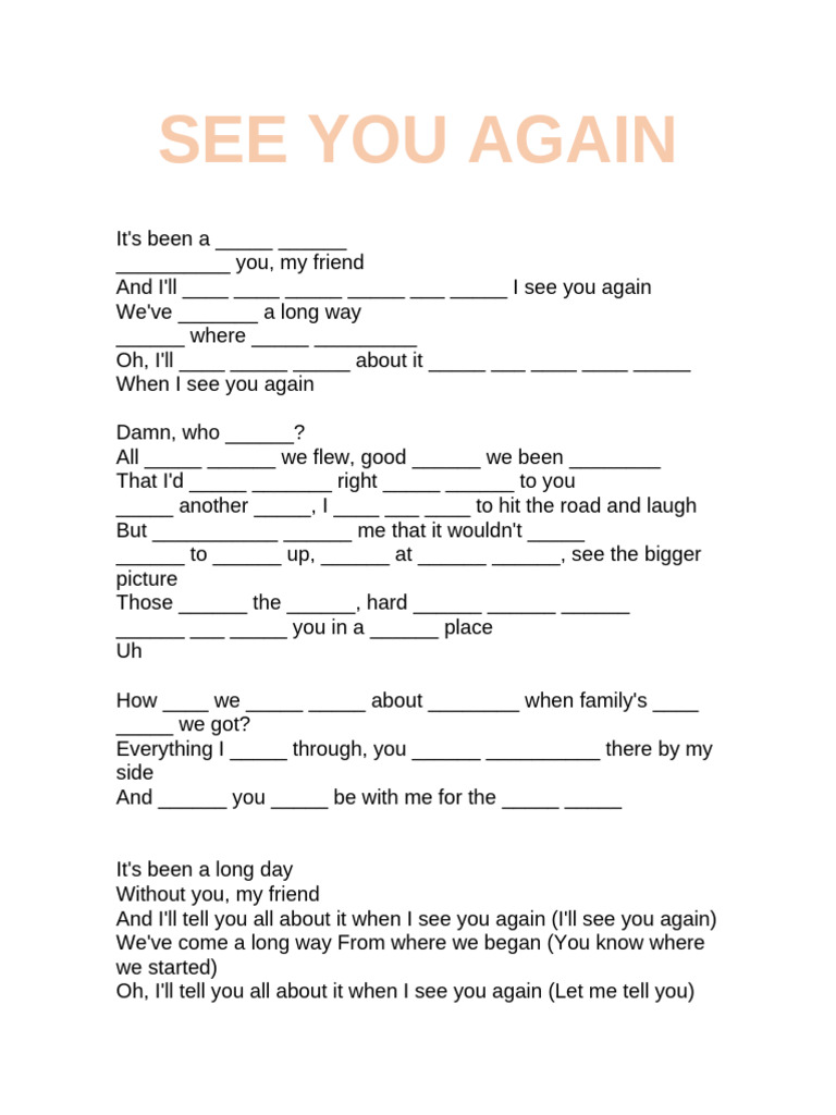 See You Again Pdf
