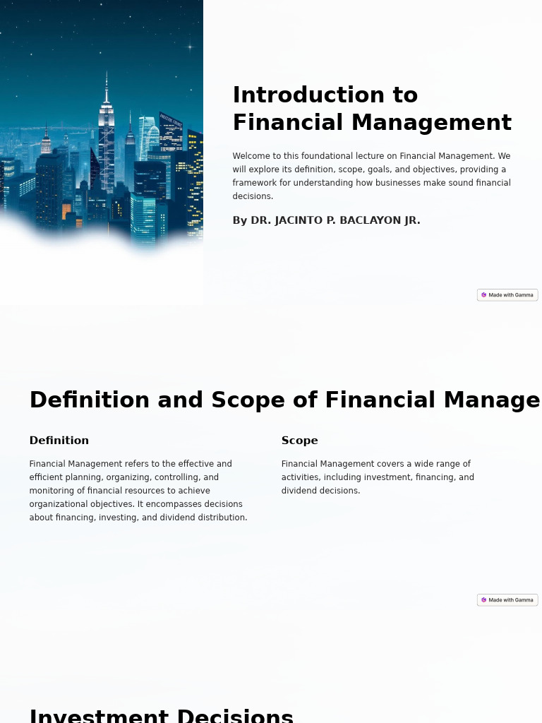 Introduction To Financial Management | PDF | Investing | Financial Capital