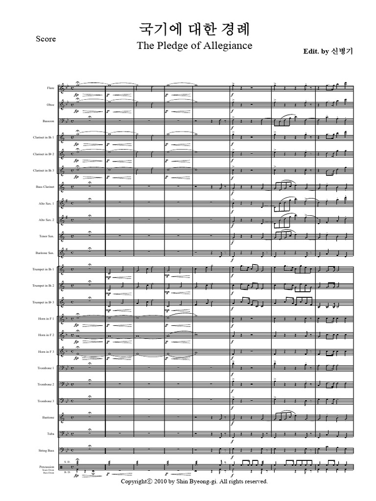 1. The Pledge of Allegiance (국기에 대한 경례) - Score & Parts | PDF