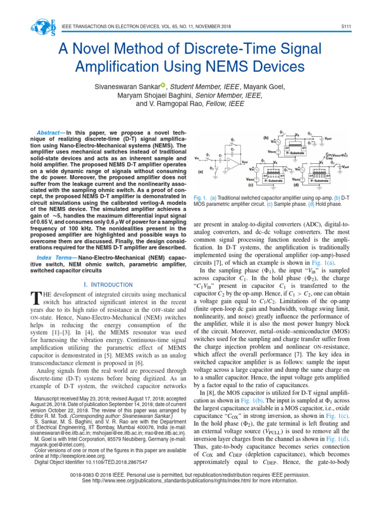A Novel Method of Discrete-Time Signal Amplification Using NEMS Devices ...
