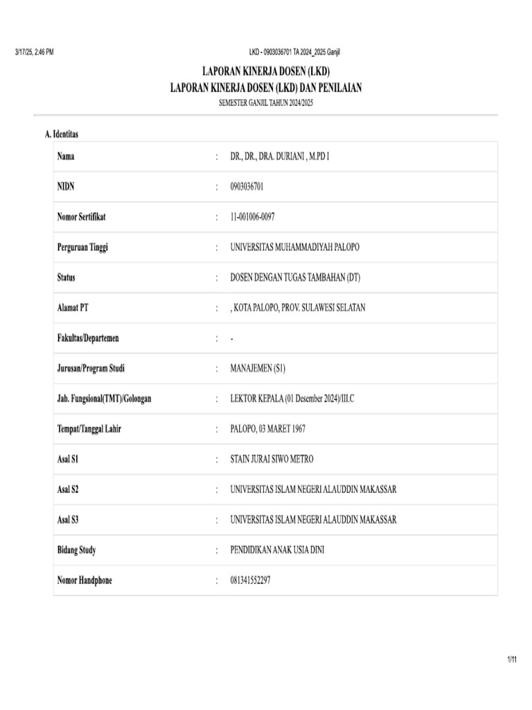 LKD - 0903036701 TA 2024_2025 Ganjil | PDF