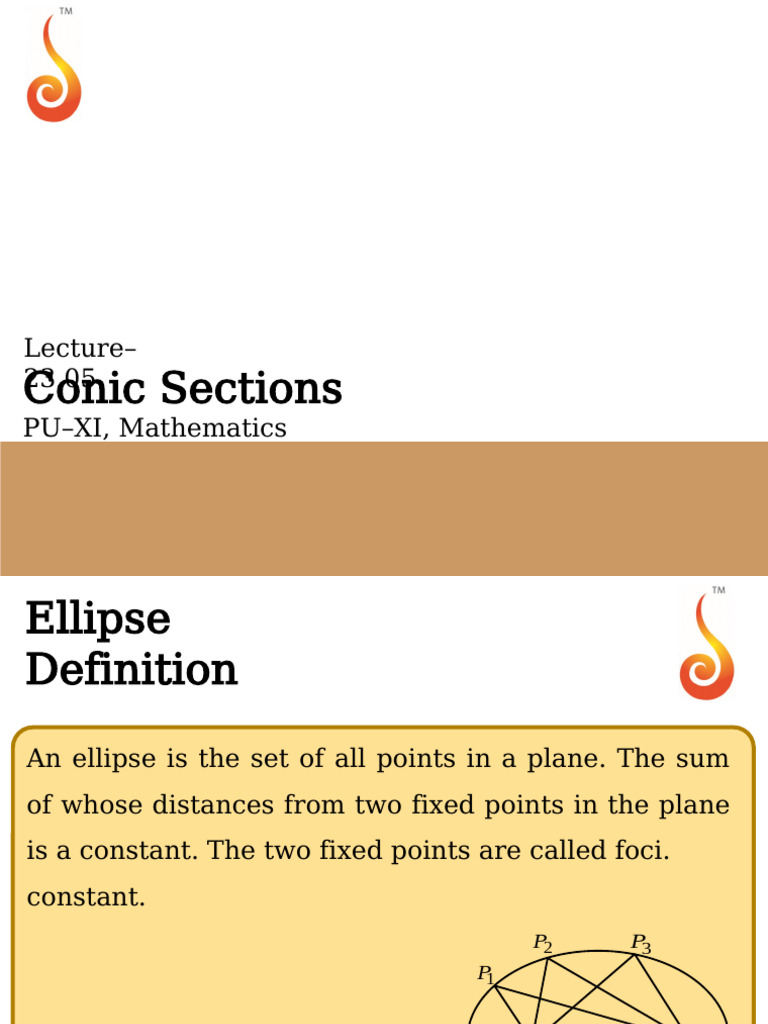 23.05 Conic Section EL | PDF | Ellipse | Analytic Geometry