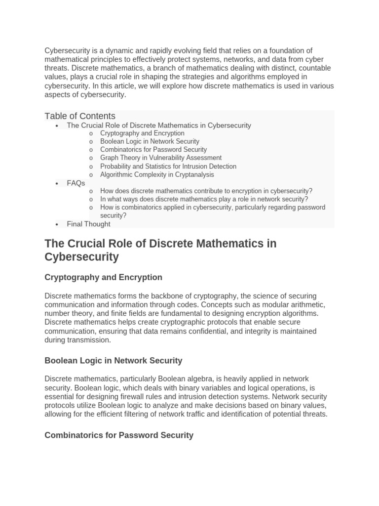 Cybersecurity Is A Dynamic and Rapidly Evolving Field That Relies On A ...