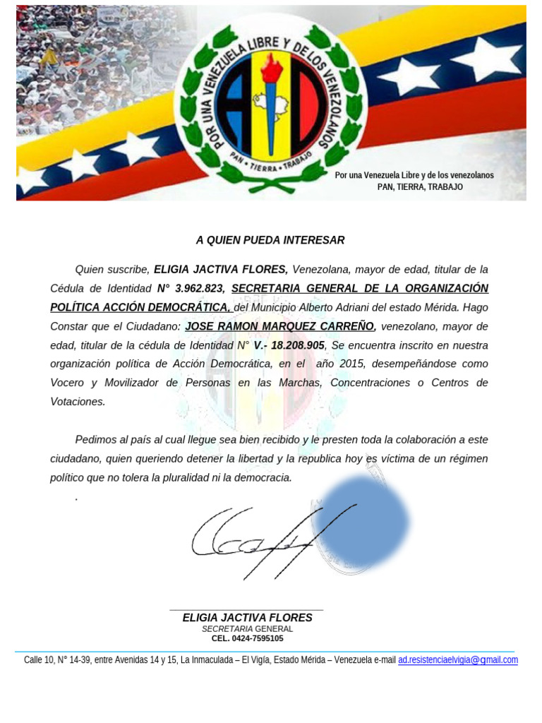 Carta Aval Jose Ramon Marquez Carreño Mar25 | PDF