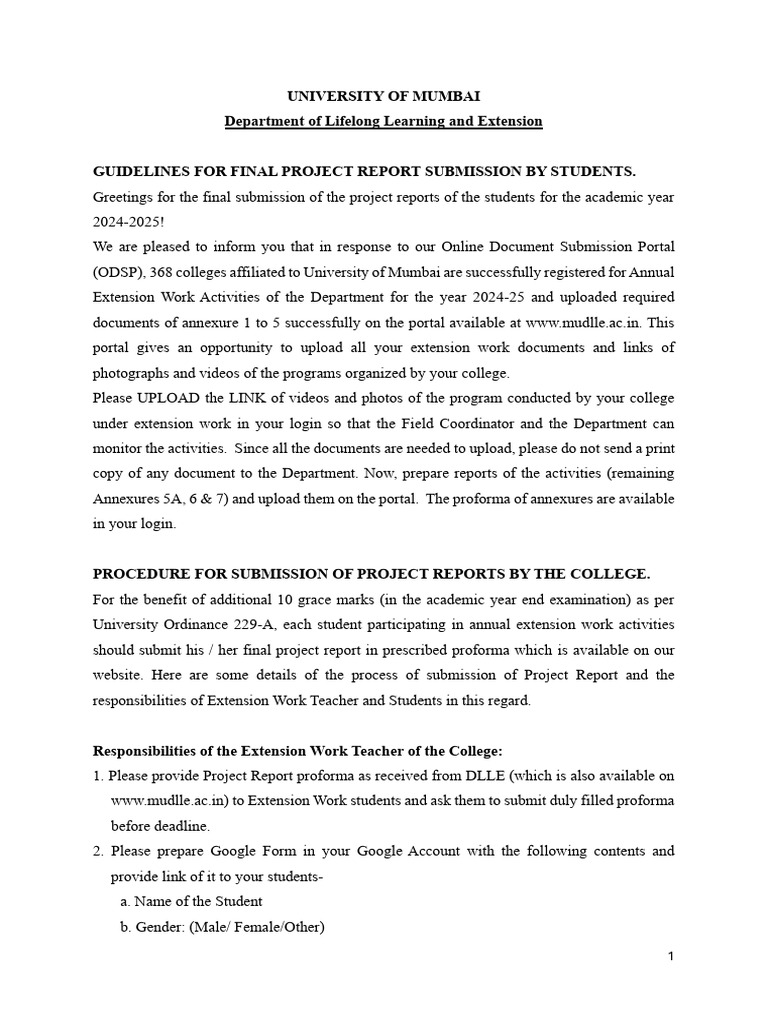 Guidelines Online Project Report Submission 2024 25 | PDF | Computer File | Computing