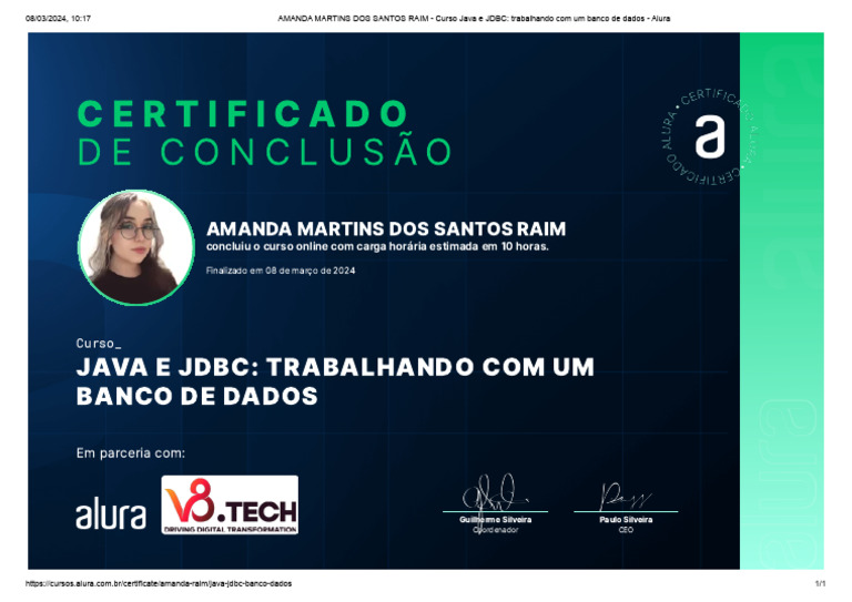 Curso Java e JDBC - Trabalhando Com Um Banco de Dados - Alura | PDF