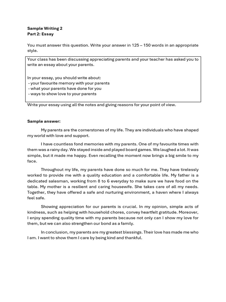 Essay on Appreciating Parents | PDF