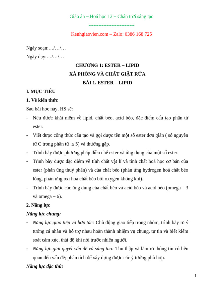 b1 Esterlipid Hoa12 CTST | PDF