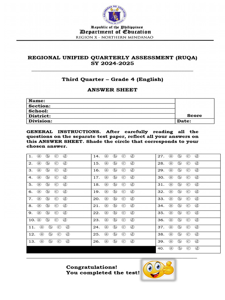 Grade 4 Term 3 English Assessment | PDF